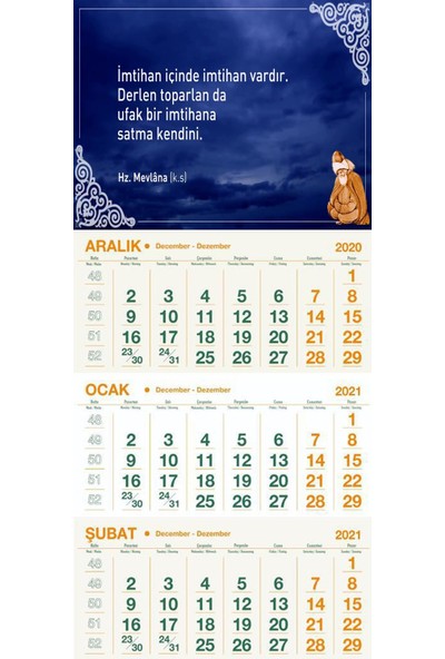 Genç Dijital Baskı Mevlana-Gemici Takvimi 3 Aylık Genç Dijital Baskı Mevlana-Gemici Takvimi 3 Aylık