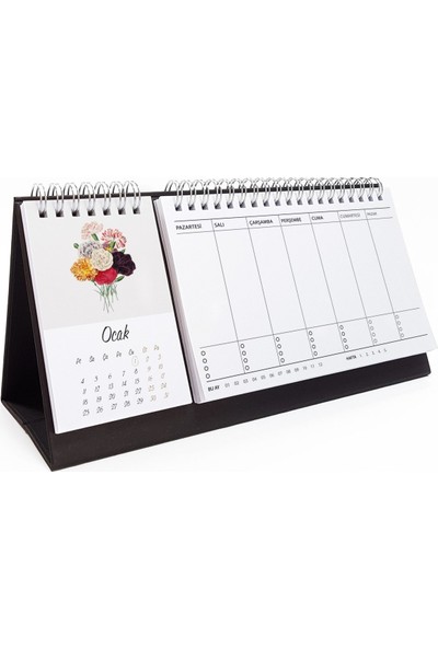 Bi'aldım Vintage Çiçekli Haftalık Planlamalı Masa Takvimi