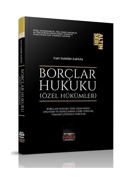 Borçlar Hukuku Özel Hükümler Konu Anlatımı Altın Seri - Tan Tahsin Zapata