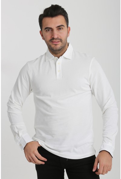 Hackett London Beyaz Polo Yaka Dirseği Yama Ayrıntılı Erkek Sweatshirt Hackett London Beyaz Polo Yaka Dirseği Yama Ayrıntılı Erkek Sweatshirt
