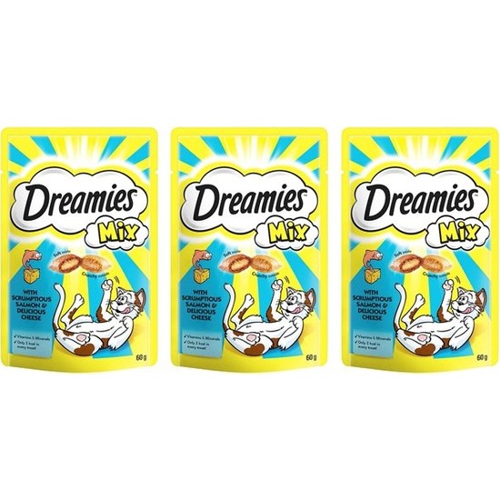 Dreamies Mix Peynir ve Somonlu Kedi Ödül Maması 60 gr x 3 Fiyatı