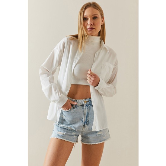 Xhan Beyaz Düğmeli Basic Gömlek 4KXK2-47832-01 Fiyatı