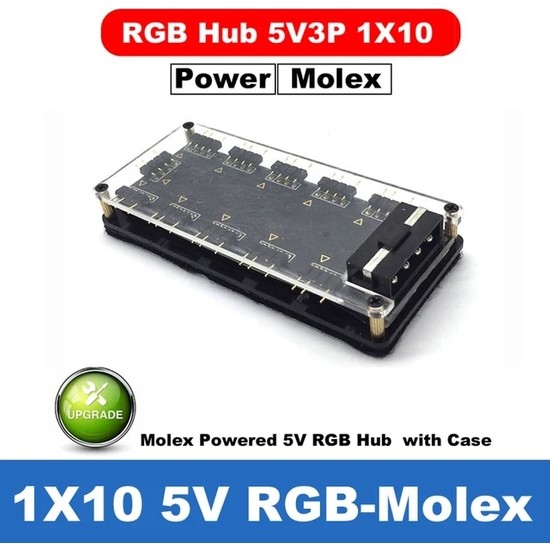 2Guoyang 1X10 5V Rgb-Molex 12V 4P-50CM 12V 4pin Rgb Aura 5V Fiyatı