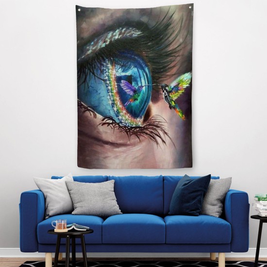 Gözdeki Kuş Sürreal Duvar ÖRTÜSÜ-HALISI-6351 Fiyatı