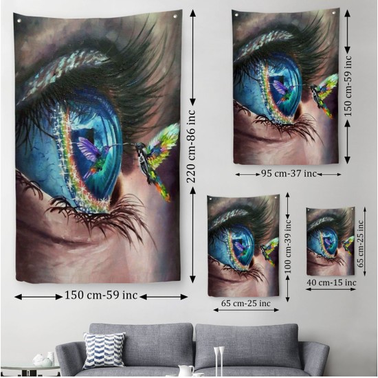 Gözdeki Kuş Sürreal Duvar ÖRTÜSÜ-HALISI-6351 Fiyatı
