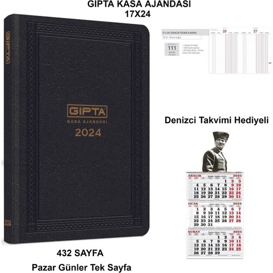 Gıpta 111-TCK 2024 Kasa Ajandası 17 x 24 Ticari Günlük Fiyatı