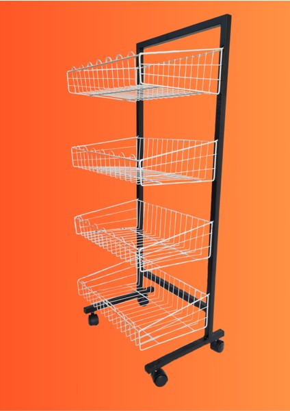 Gri Dekor 4 Katlı Portatif Market Sepeti, Tekerlekli Sepet, Fiyatı