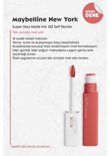 Maybelline New York Maybelline Super Stay Matte Ink 130 Self Fiyatı