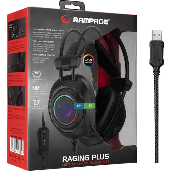 Rampage RM-K19 Raging Plus Siyah USB 7.1 RGB Oyuncu Fiyatı