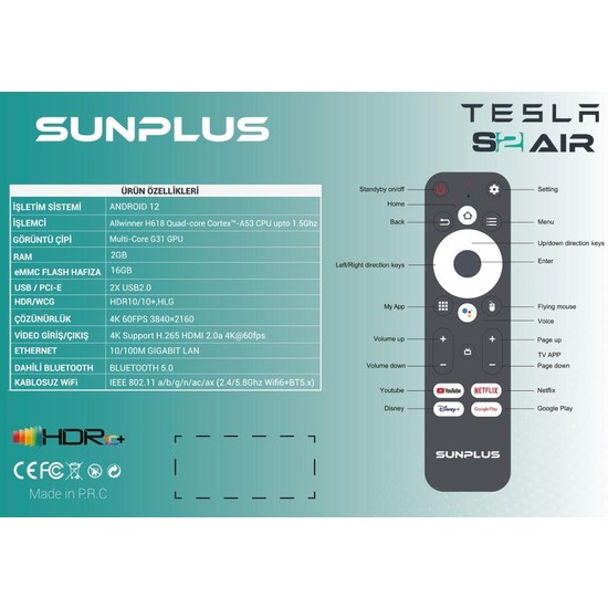 Sunplus Tesla S2 Air Android TV Box Fiyatı - Taksit Seçenekleri