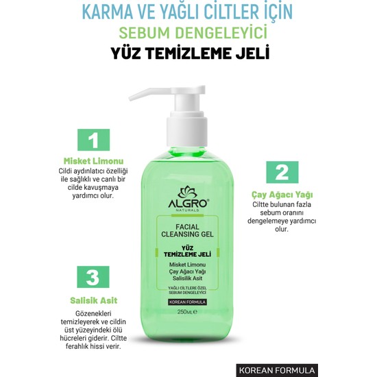 Algro Yüz Temizleme Jeli Karma ve Yağlı Ciltler Için Misket Fiyatı