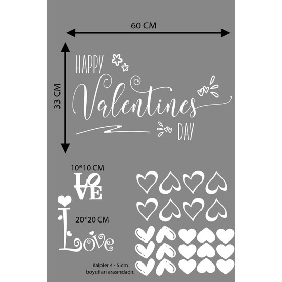 Happy Valentine's Day Sevgililer Günü Sticker Kalp, Love, I Fiyatı