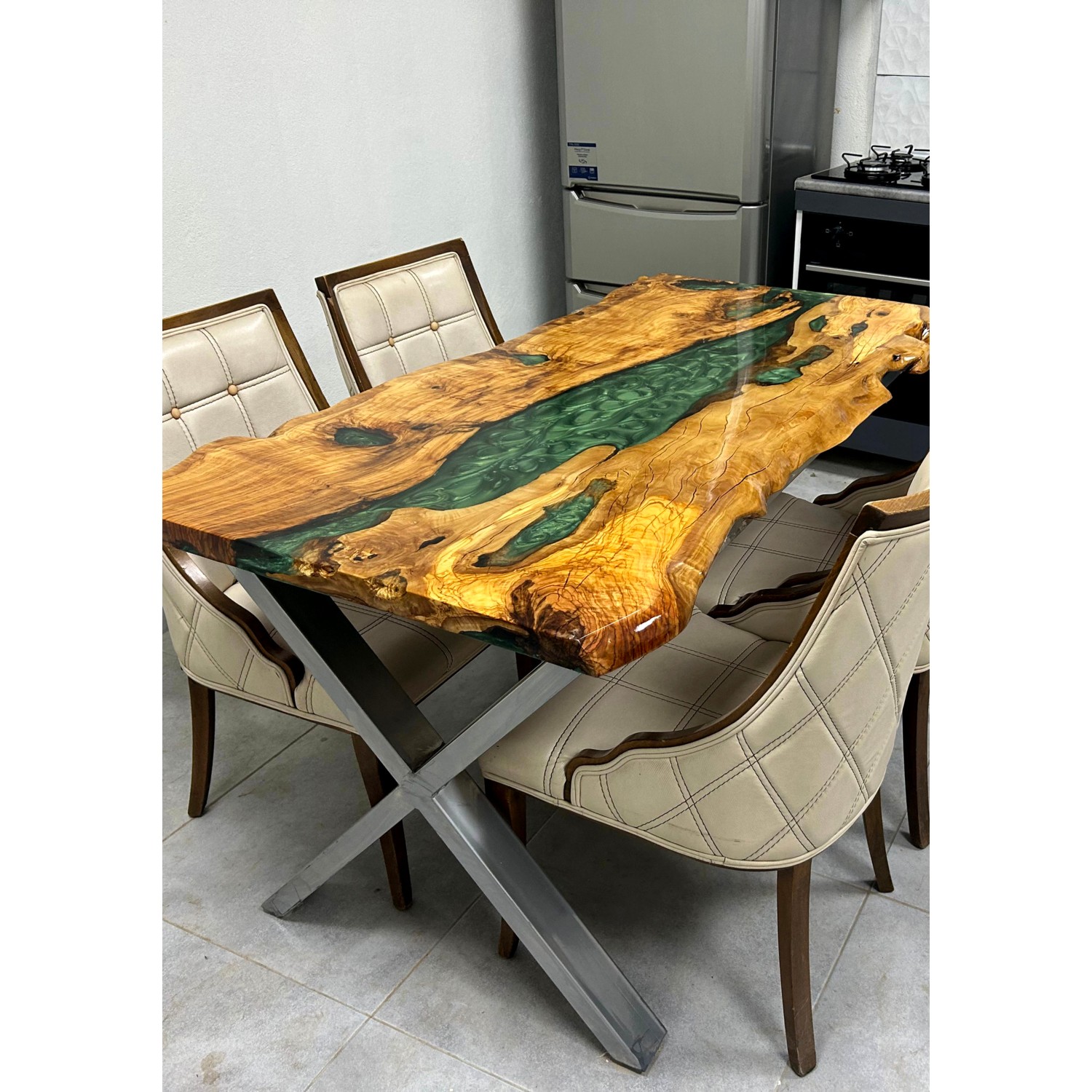 Almas Turkey Epoksi Masa - Epoksi Yemek Masasi - Dogal Yemek Masasi 150 ...