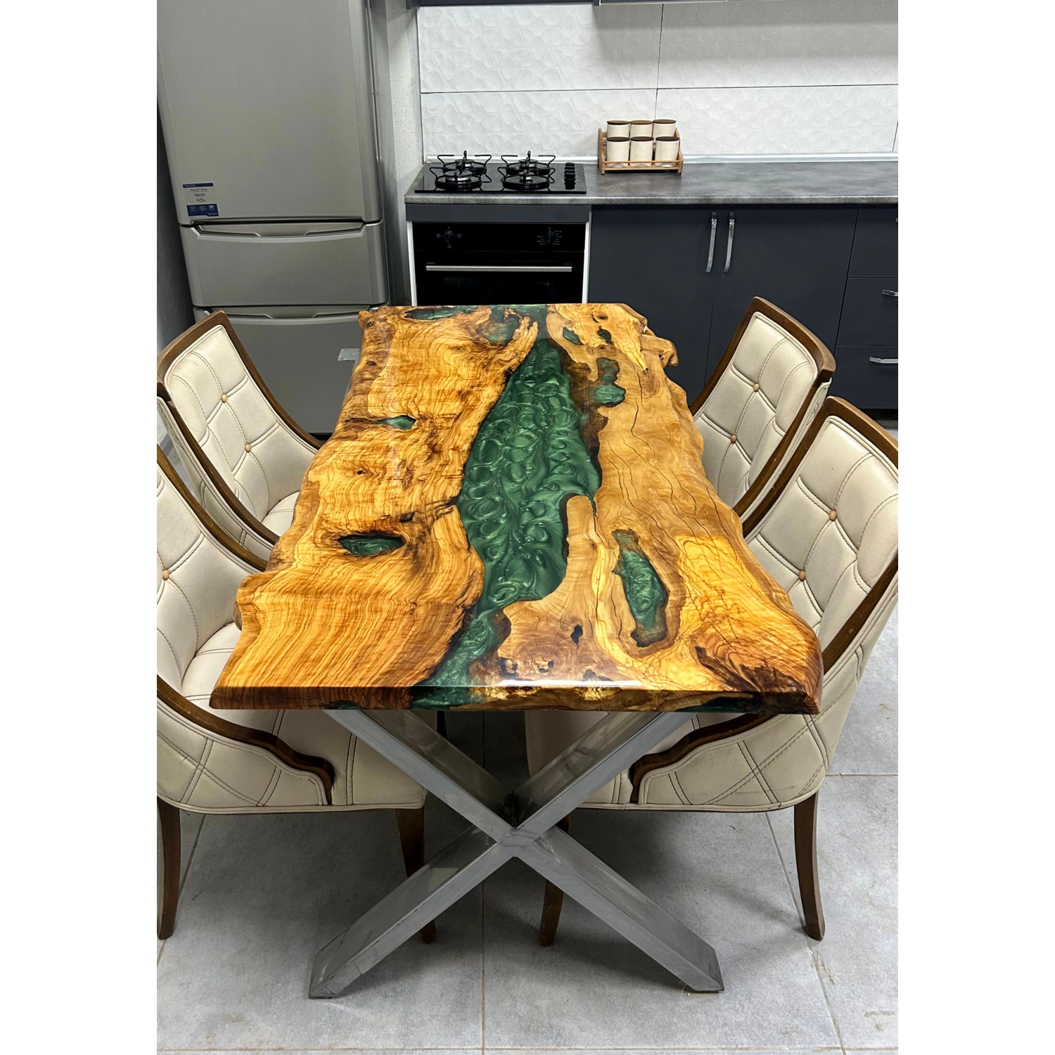 Almas Turkey Epoksi Masa - Epoksi Yemek Masasi - Dogal Yemek Masasi 150 ...