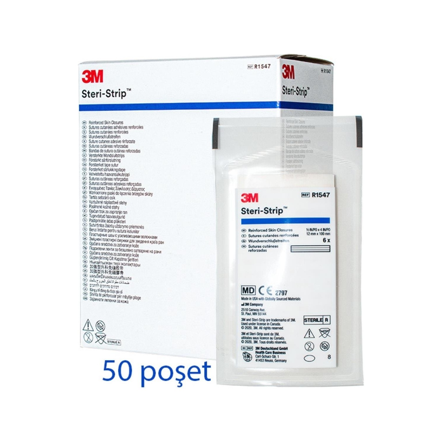3m Steri-Strip Dikiş Bandı 12MM x 100MM R1547 50 Poşet (1 Fiyatı