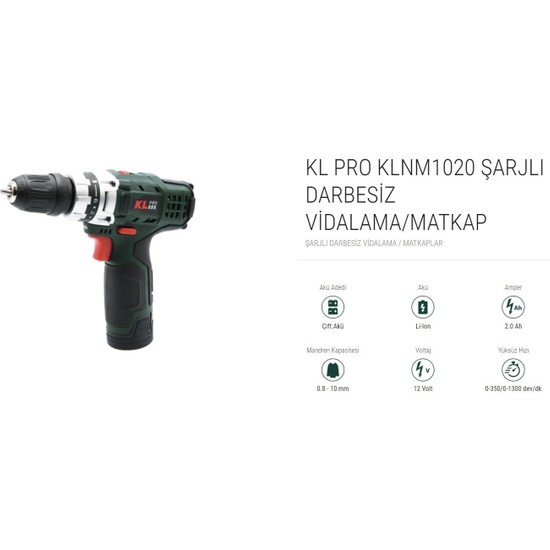Kale Pro Kl Pro Şarjlı Darbesiz Vidalama/matkap (KLNM1020) Fiyatı