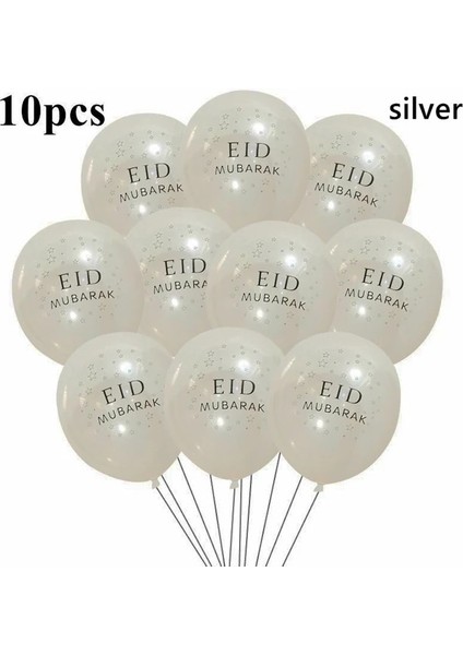 Ganbao 10 Adet Gümüş Siyah Altın Balon Eid Mubarak 2023 Fiyatı
