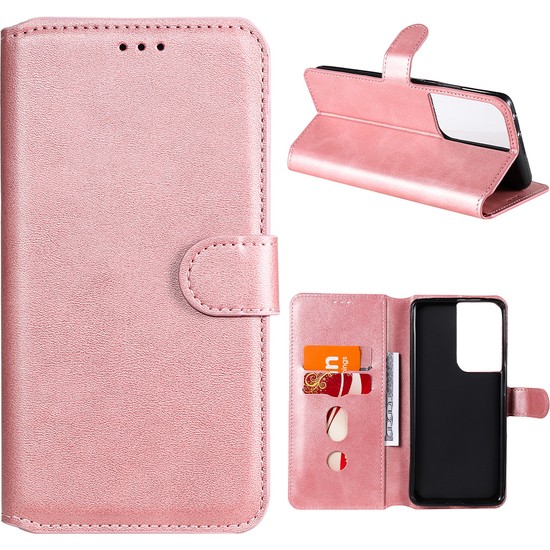 Samsung Galaxy S21 Ultra 5g-Rose Altın Için Cüzdan Deri Fiyatı