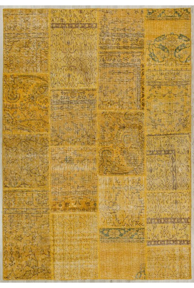 Efes Trend Sarı Patchwork El Dokuma Halı Efes Trend Sarı Patchwork El Dokuma Halı