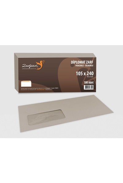 Zarfsan Diplomat Zarf Pencereli 10,5X24 90 gr Kraft 100 Adet Zarfsan Diplomat Zarf Pencereli 10,5X24 90 gr Kraft 100 Adet
