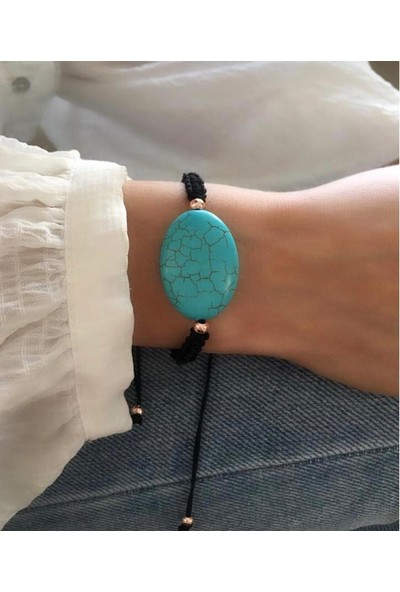 Serline Desing Firuze Doğaltaşlı Ipli Bileklik