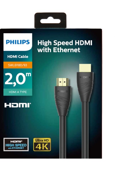 Philips SWL6118D/93 4K 2.0 18G Bps 60Hz HDR10 + 3D - 2 mt