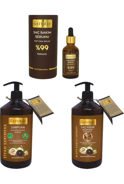 Naturix %99 Natural Saç Dökülme Önleyici ve Saç Çıkarıcı 3’lü Set Serum + Şampuan + Saç Kremi