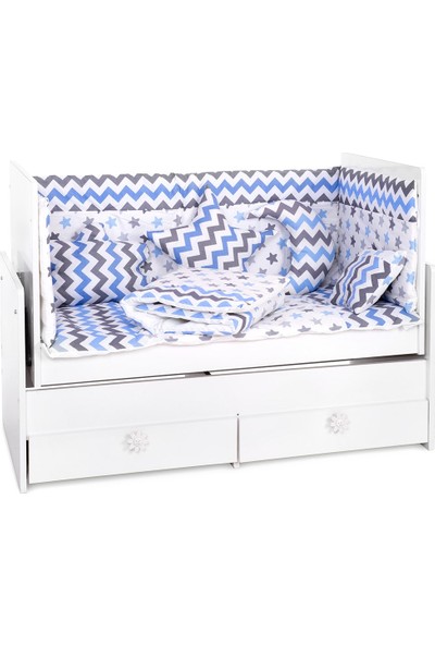 Sluupy Mavi-Gri Zigzag & Yıldız Figürlü Bebek Uyku Seti 70X130CM