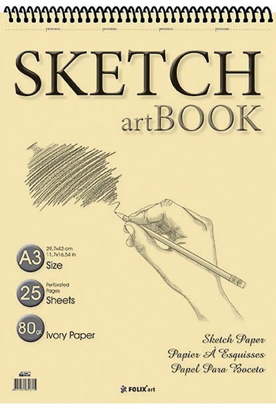 Folıx Eskiz Defteri A3 25 Yaprak Spiralli Ivory Sketchbook 80 gr