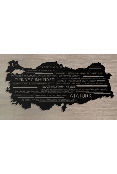 Atatürk Sözleri Yazılı Türkiye Siyah Metal Tablo 113x49Cm Atatürk Sözleri Yazılı Türkiye Siyah Metal Tablo 113x49Cm