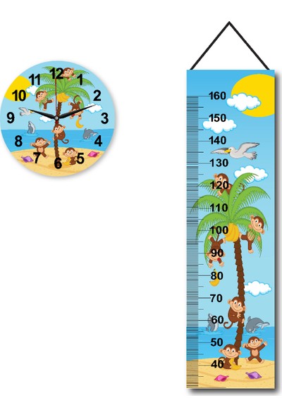 İyi Fikir Çocuk Odası Boy Ölçer Cetveli - Duvar Saati