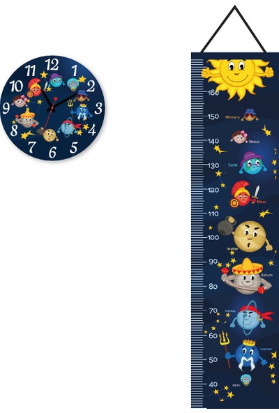 İyi Fikir Çocuk Odası Boy Ölçer Cetveli - Duvar Saati