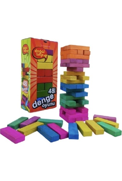 Doğal Toys Renkli Büyük Boy Ahşap Denge Oyunu Kule Oyunu 48 Parça Doğal Toys Renkli Büyük Boy Ahşap Denge Oyunu Kule Oyunu 48 Parça