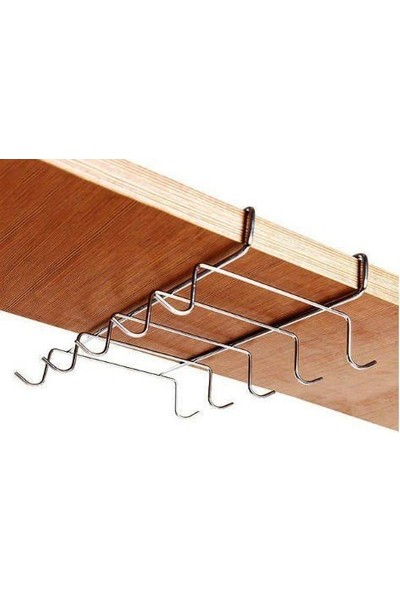 Maksipazar Raf Altı 10 Kancalı Portatif Bardak Askılığı, Pratil Fincan Askısı Paslanmaz Krom Kaplama Maksipazar Raf Altı 10 Kancalı Portatif Bardak Askılığı, Pratil Fincan Askısı Paslanmaz Krom Kaplama