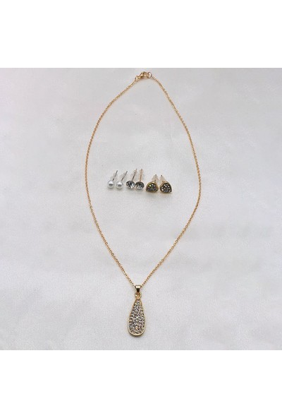 Takıştır Zirkon Kolye Küpe Set