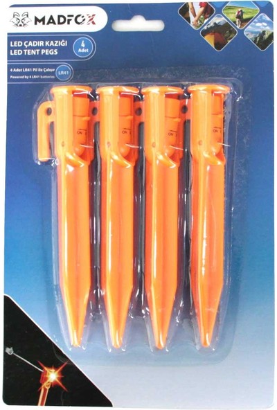 Madfox LED Işıklı Çadır Kazığı 15CM 4pcs Madfox LED Işıklı Çadır Kazığı 15CM 4pcs