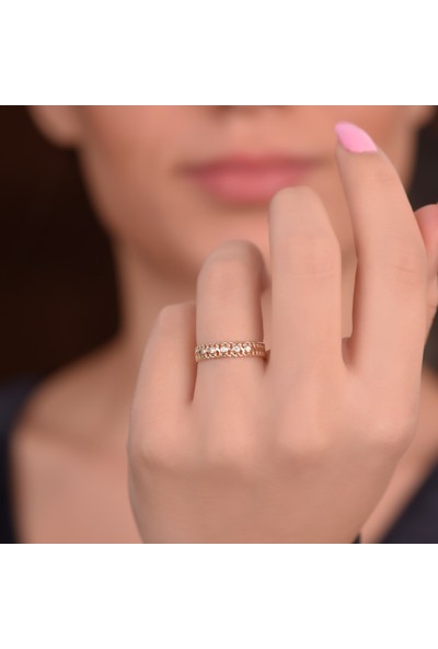 Ayyıldız Kuyumculuk Kadın Taşlı Hasır Altın Yüzük