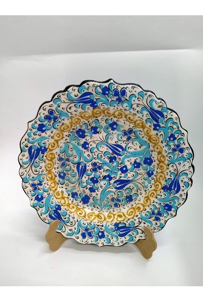 Sultan Çini 25 cm Samur Desen Yaldızlı Duvar Tabağı