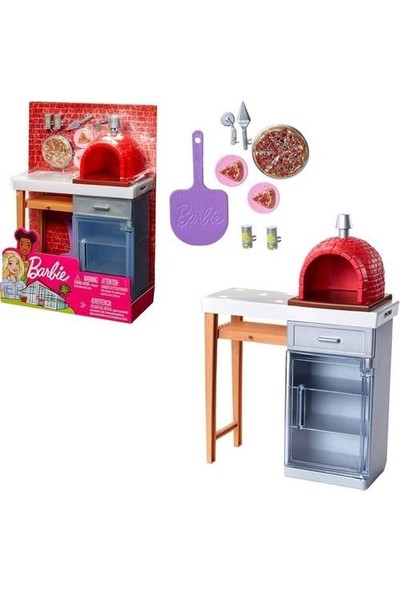 Barbie Mattel Barbie'nin Ev Dış Dekorasyon Pizza Fırını Aksesuarları FXG37 Barbie Mattel Barbie'nin Ev Dış Dekorasyon Pizza Fırını Aksesuarları FXG37