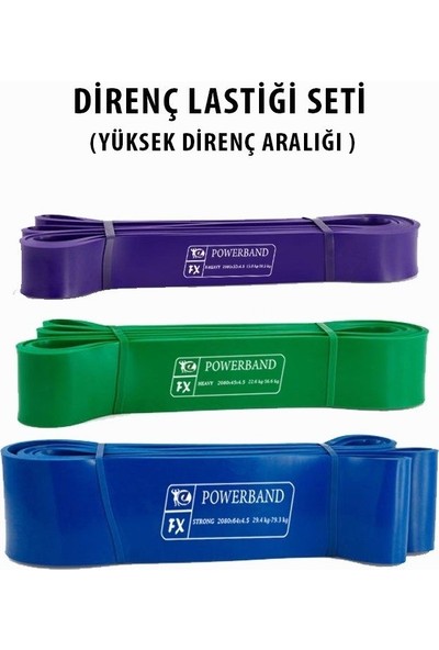 Powerband Direnç Lastiği ve Egzersiz Bandı Yüksek Direnç Seti 3 Adet Powerband Direnç Lastiği ve Egzersiz Bandı Yüksek Direnç Seti 3 Adet