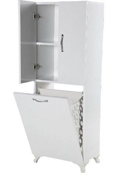 Zerka Kirli Çamaşır Sepetli Çok Amaçlı Banyo Dolabı