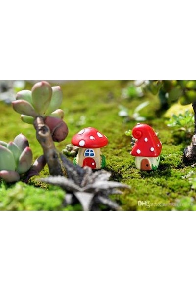 himi teraryum objeleri Teraryum Objeleri 2'li Mantar Ev Teraryum Obje Minyatür Obje Saksı Dibi Süsü