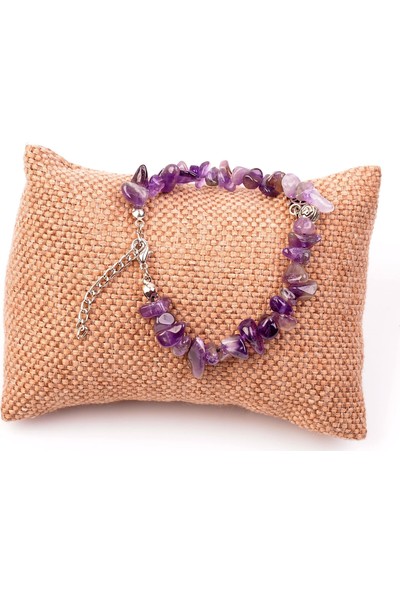 Taş Sandığı Şekilsiz Ametist Taşı Bileklik