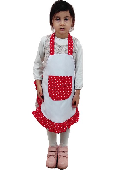 Mandalin Consept Çocuk Mutfak Önlüğü Beyaz Kırmızı Puantiye Mandalin Consept Çocuk Mutfak Önlüğü Beyaz Kırmızı Puantiye