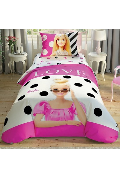 Taç Lisanslı Barbie Glitter Tek Kişilik Nevresim Takımı