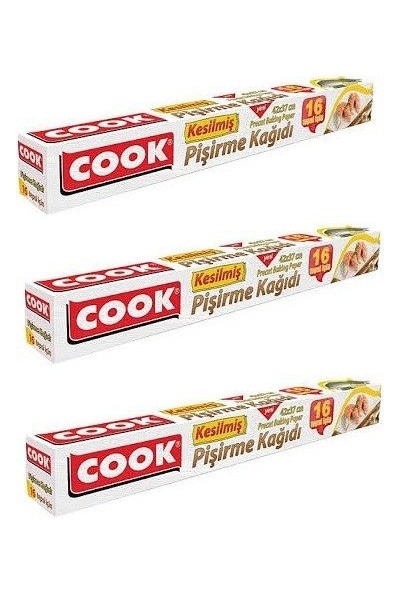 Cook Kesilmiş 42X37 cm 16 Yaprak Pişirme Kağıdı 3 Lü Set Cook Kesilmiş 42X37 cm 16 Yaprak Pişirme Kağıdı 3 Lü Set