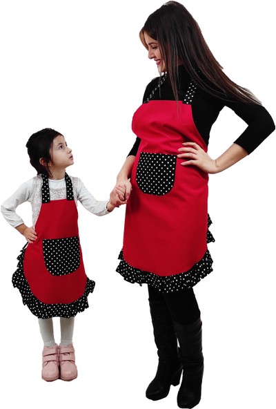 Mandalin Consept Mutfak Önlüğü 2li Konbin Kırmızı Siyah Puantiye Mandalin Consept Mutfak Önlüğü 2li Konbin Kırmızı Siyah Puantiye