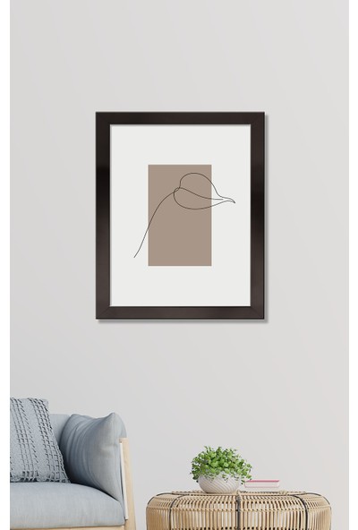 Lumiyard 20X30CM, Çerçeveli Camlı Tablo, Çizgi Yaprak Desen_4