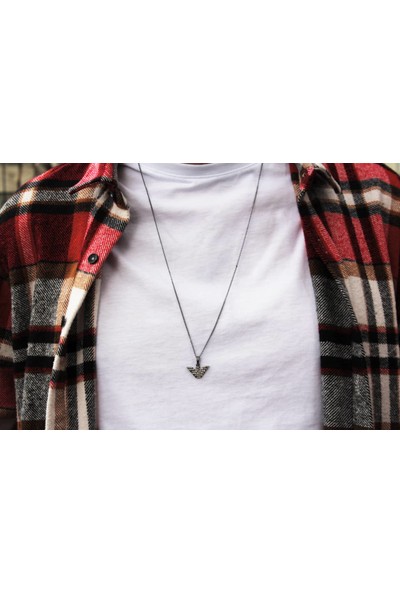 Wow Aksesuar Erkek Kartal Figürlü Zirkon Taşlı Kolye