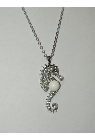 Masal Denizatı Figürlü Zirkon ve Lületaşı Kolye